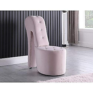 Best Master Furniture High Heel Faux Leather Shoe Chair with Crystal Studs, Black