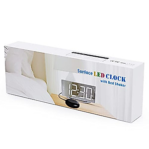 Alarm Clock for Heavy Sleepers Adults, 8.7'' Large Led Digital Mirror Alarm Clock with USB Charger, Vibrating Alarm Clock with Bed Shaker, Battery Backup Snooze Dual Alarm Dimmer, for Teens Adults