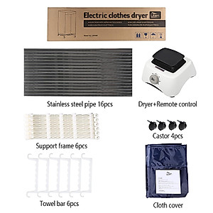 Uten Clothes Dryer, 1500W Clothes Dryer Machine with Timer, Laundry Drying Wardrobe, Electric Clothes Drying Rack and Dryer for Apartments, Home