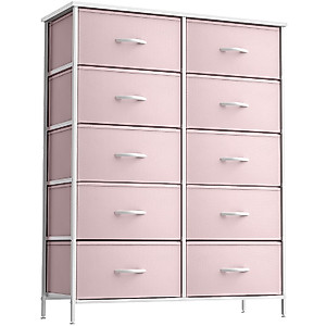 Sorbus Kids Dresser with 10 Drawers and 2 Drawer Nightstand Bundle - Matching Furniture Set - Storage Unit Organizer Chests for Clothing - Bedroom, Kids Rooms, Nursery, & Closet (Pink)