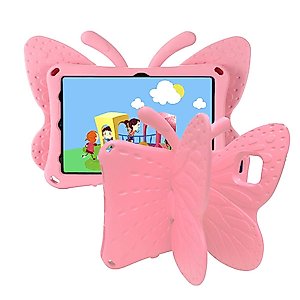 Tading Kids Case for Samsung Galaxy Tab A8 10.5" 2022 (SM-X200/SM-X205/SM-X207), Shockproof Light Weight Protective Stand Cover for Galaxy Tab A8 10.5 Inch, Cute Butterfly - Pink