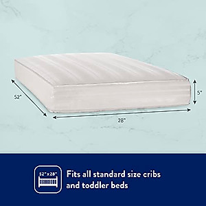 Kolcraft BabyPedic Bubbie Extra Firm Coil Waterproof Baby Crib Mattress and Toddler Mattress, Airy Comfort, Greenguard Air Quality Certified - Made in USA, 52"x28"