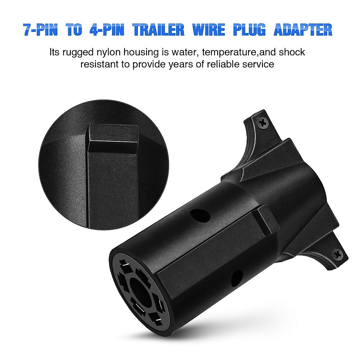Nilight 7-Way to 4-Way Flat Blade Trailer Adapter Waterproof Rugged Nylon Housing 7-pin to 4-pin Trailer Wiring Adapter