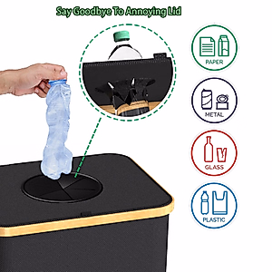 Pakusane Recycling Bin for Kitchen Indoor Home, Large 26 Gallon 100L Recycle Bin with Lid Removeable Reusable Inner Bag Bottle Can Glass Waste Plastice Stickers,Black