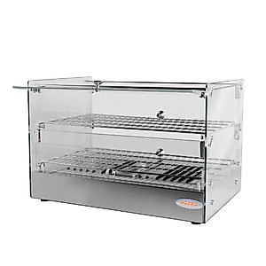 Hakka Commercial Food Warmer, 2-Tier Electric Showcase Pizza Warmer Countertop 50L Adjustable Tempreture Pastry Display Case for Buffet Restaurant Bakeshop Snack Bar