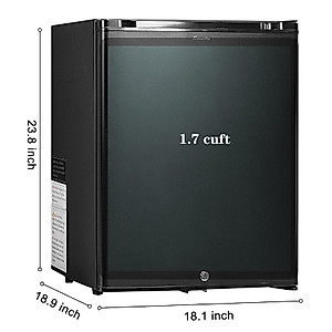 SMETA Compact Refrigerator Lockable for Semi Truck RV Apartment Dorm Office, 1.7 Cu. Ft Mini Fridge with Lock for Beverage, Quiet, Reversible Door