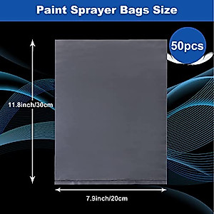 Paint Sprayer Bags 50 Pcs Disposable Clear Spray Gun Bags Sprayer Cup Canister Liners for HVLP Wagner Paint Sprayer Parts Accessories Compatible with Most Spray Guns (7.9 x 11.8 Inch)