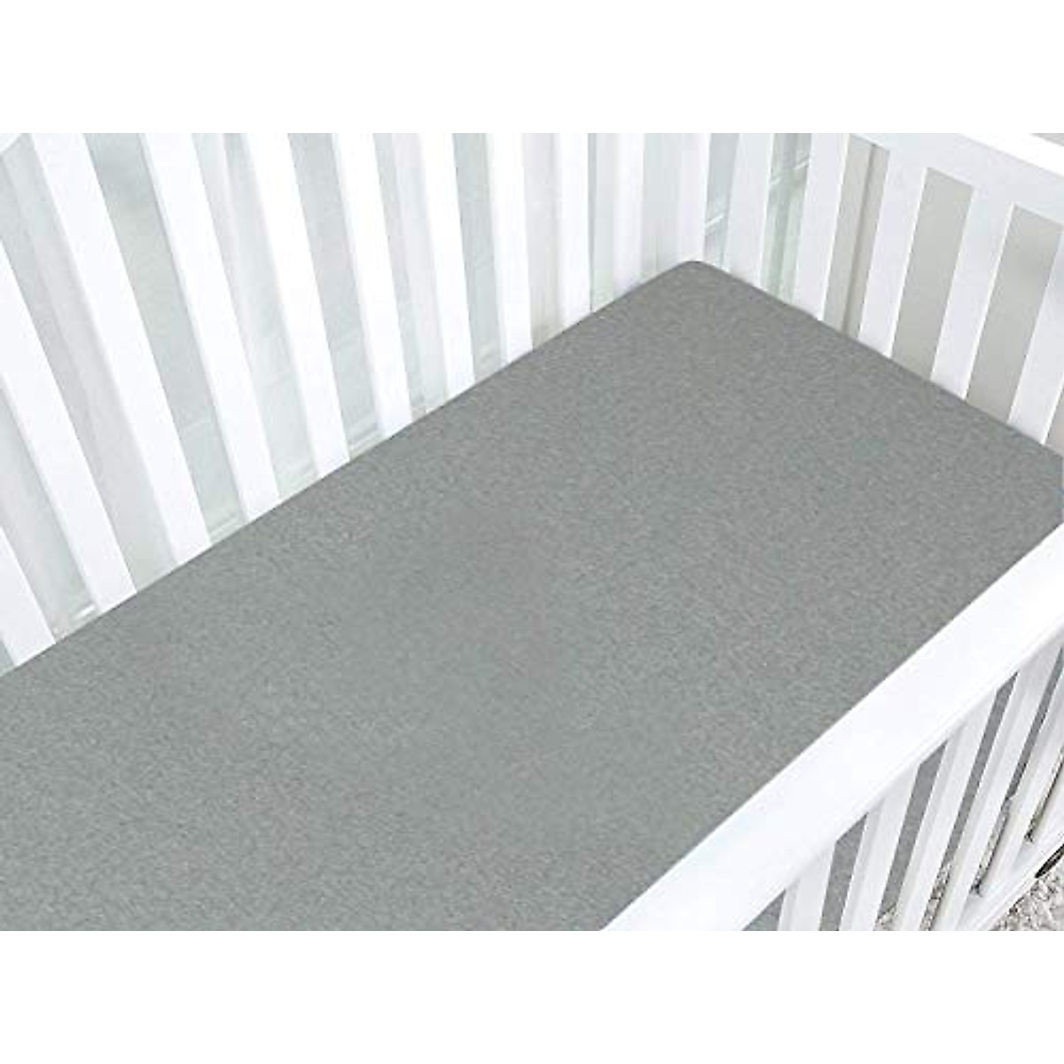 BlueSnail Waterproof Crib Fitted Sheets, Crib Mattress Protector for Standard Crib and Toddler Mattresses(2 Pack,Heather Gray)