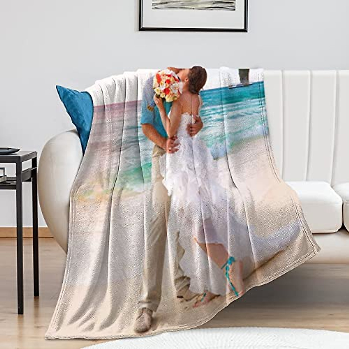 AMAPARK Custom Blanket with Photo Text Personalized Throw Blanket Customized Blanket for Her for Him Flannel Blankets Father's Day Mother's Day Birthday Valentines, 1 Photo, 40"x50"