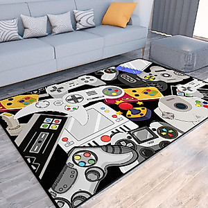 Lacut Game Rug Teen Boys Carpet with Game Controller Decoration, 3D Gaming Rugs for Boy’s Bedroom Living Room Playroom, Non-Slip Gamer Carpet Children Gaming Area Rugs (63"x47")