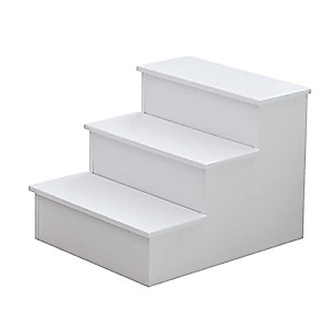 KB Designs - 3 Step Wood Step Stool for Adults or Kids, Dog Stairs, White