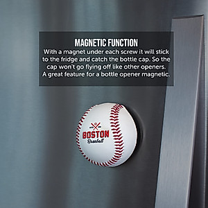 Buffalo BottleCraft Boston Bottle Opener, Made from a real Baseball, The BaseballOpener, Cap Catcher, Fridge Magnet
