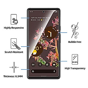 NEW'C [3 Pack] Designed for Google Pixel 6 Screen Protector Tempered Glass, Case Friendly Ultra Resistant