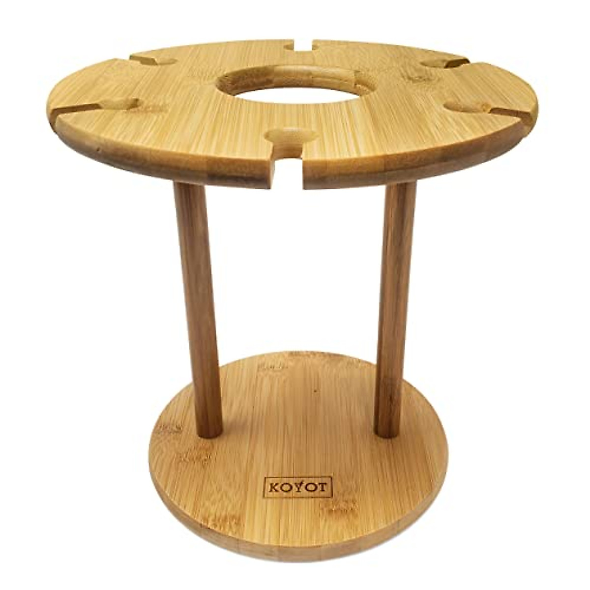 KOVOT Bamboo Countertop Wine Glass Rack – Holds 6 Stemmed Wine Glasses and 1 Wine Bottle – Durable and Reliable Tabletop Centerpiece – Simple But Stylish Wine Glass Holder – Perfect for Home & Bars.