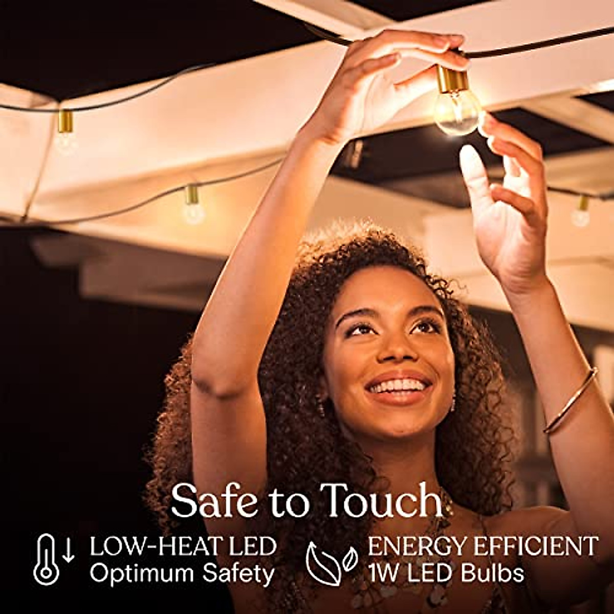 Brightech Glow LED String Lights - 26 Ft Commercial Grade Patio Lights with Brass Accents - Outdoor Waterproof Globe String Light for Backyard, Garden