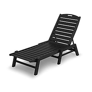 POLYWOOD NAC2280BL Nautical Patio Chaise, Black