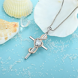 STARCHENIE Women's Note Cross Necklace Sterling Silver Treble Clef Crucifix Pendant Music Note Jewelry for Music Lover
