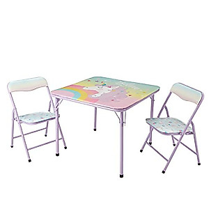 Heritage Kids 3 Piece Table and Chair Set, Purple Unicorn