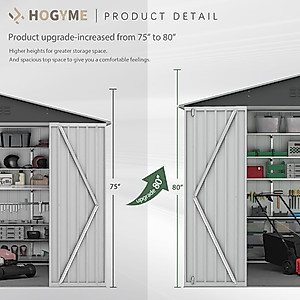 HOGYME 8 x 12 FT Outdoor Storage Shed, Large Metal Tool Sheds with Updated Frame Structure and Lockable Doors, Garden Shed for Backyard Garden Patio Lawn, Grey