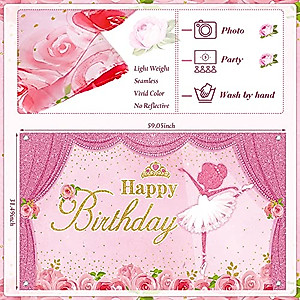 Tatuo Ballerina Birthday Party Decorations Photography Backdrops Ballet Girls Backdrop Supplies Dance for Baby Shower Supplies, Pink, 60x32 inches