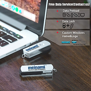 MEINAMI Customized USB Flash Drive Blue Aluminum Swivel Custom Thumb Drive Personalized Memory Stick 32GB 100 Pack