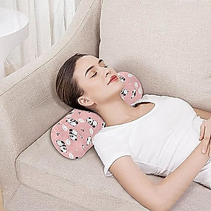 Vnurnrn Cute Pandas Neck Support Pillow Round Neck Roll Bolster Cylinder Pillow Cervical Pillows Back Pillow for Leg Knee Back Head Support for Bedroom Camp Work Women Men