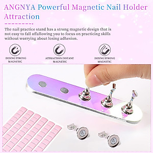 ANGNYA Nail Stand for Press on, 2 Set Aurora Nail Holder for Painting Nails Press on Nail Stands with 96 Pcs Reusable Sticky Putty for Nail Art Display Home & Salon Use