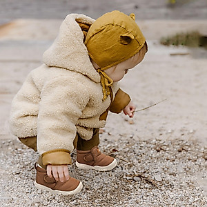 QFH Baby Cute Boots Toddler Anti Collision Shoes Non Slip Winter Walking Shoes Unisex First Walking Sneakers Brown 2.5-3 Years Toddler