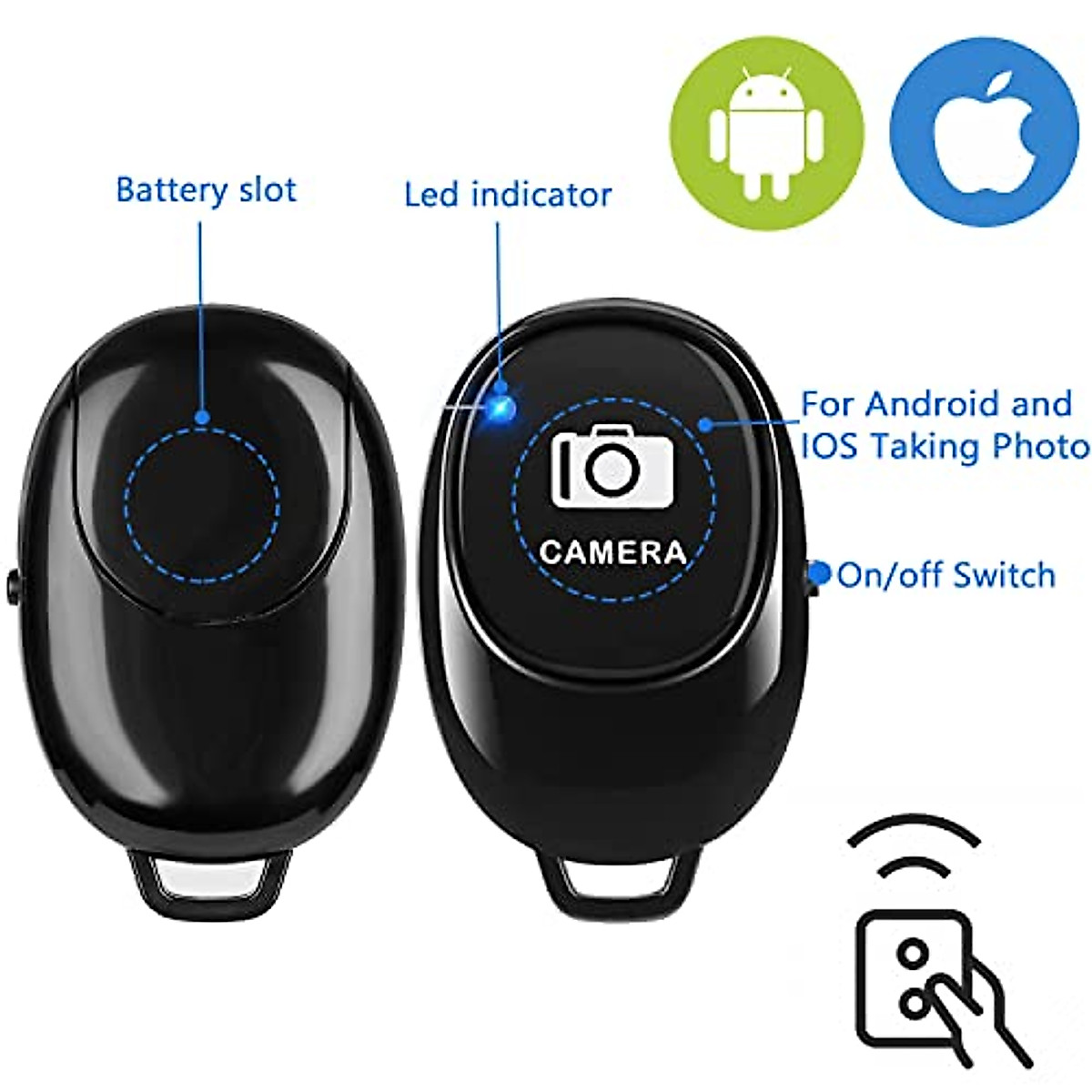 Phone Camera Remote Control(2 Pack) for Photos & Videos, Wireless Camera Remote Shutter Clicker Compatible with iPhone/Android Phone/iPad/Tablets with Adjustable Wrist Strap