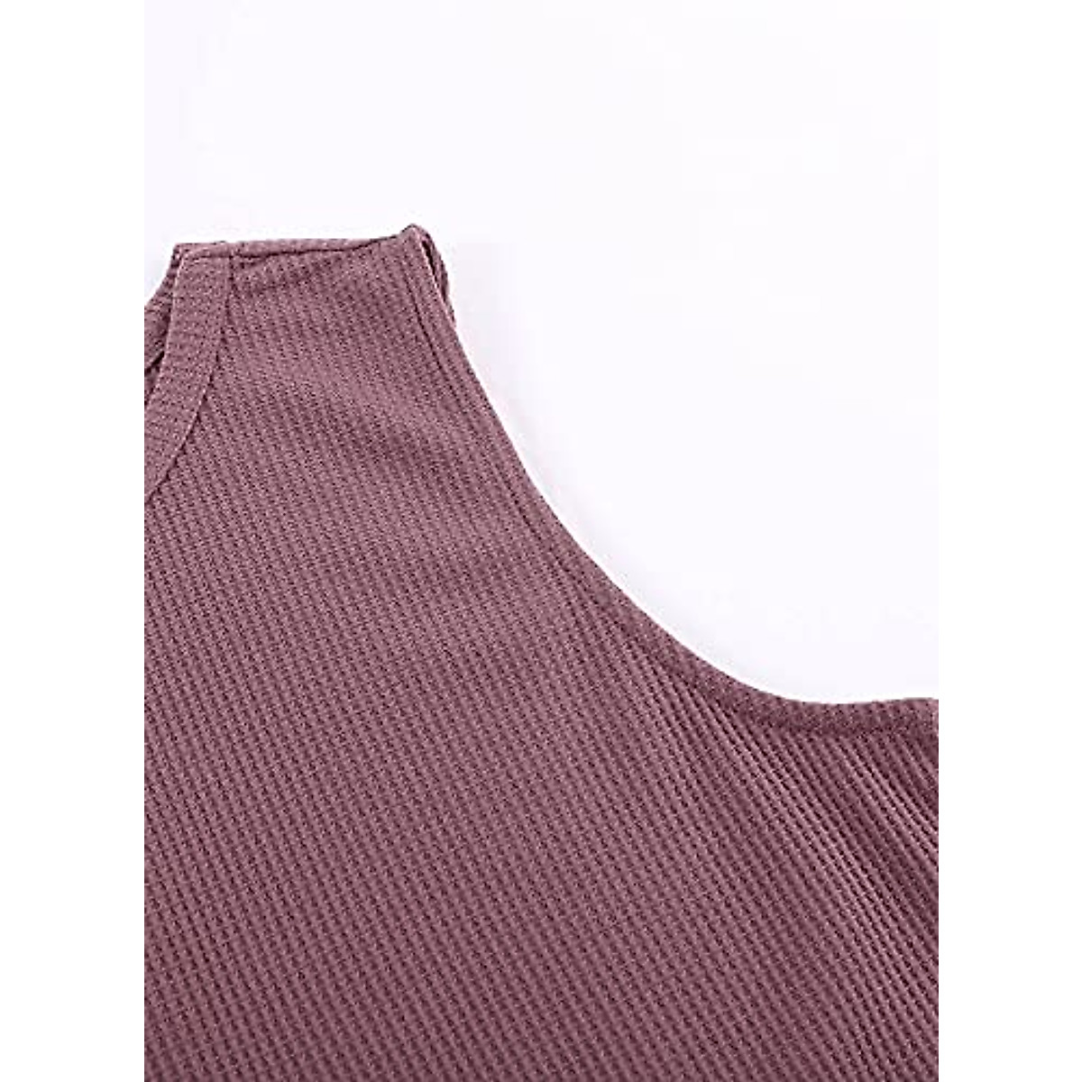 Dokotoo Womens Ladies Basic Solid Summer Casual Round Neck Waffle Knit Ribbed Loose Fit Long Tunic Tank Tops Sleeveless Shirts Cami Tops Blouses Tees Vest Wine Large