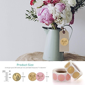 Walnutty 1000PCS Thank You Stickers, Thank You for Supporting My Small Business Stickers, 1 inch Round Holographic Thank You Gifts Sticker, Small Thank You Labels for Business, 500PCS Each Roll