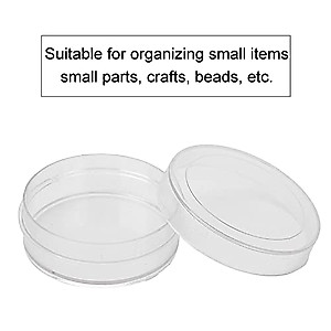 Buachois 50Pcs Plastic Round Transparent Storage Box Stackable Cylindrical Watch Parts Beads Container with Lid Crafts Hardware Jewelry Organizer Display Case
