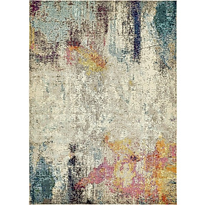 Unique Loom Chromatic Collection Modern Colorful & Vibrant Abstract Area Rug For Any Home Décor (9' 0 x 12' 0 Rectangular, Beige/ Pink)