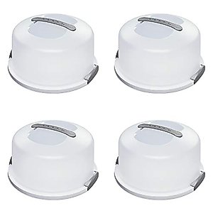 Sterilite Cake Server See-Through Lid, White Base, 4-Pack