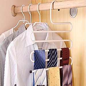 MXIAOXIA 5 Layers Multifunctional Clothes Hangers Pant Storage Cloth Rack Trousers Hanging Shelf Non-Slip Clothing Organizer Storage Rack