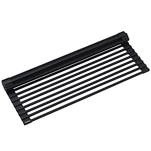 Kraus 20.5 in. Over Sink Roll Up Dish Drying Rack in Jet Black