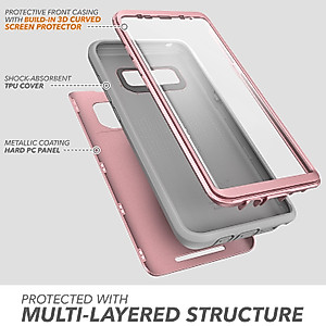 Galaxy Note 8 Case, Clayco [Hera Series] Full-Body Rugged Case with Built-in Screen Protector for Samsung Galaxy Note 8 (2017 Release) (Rosegold)