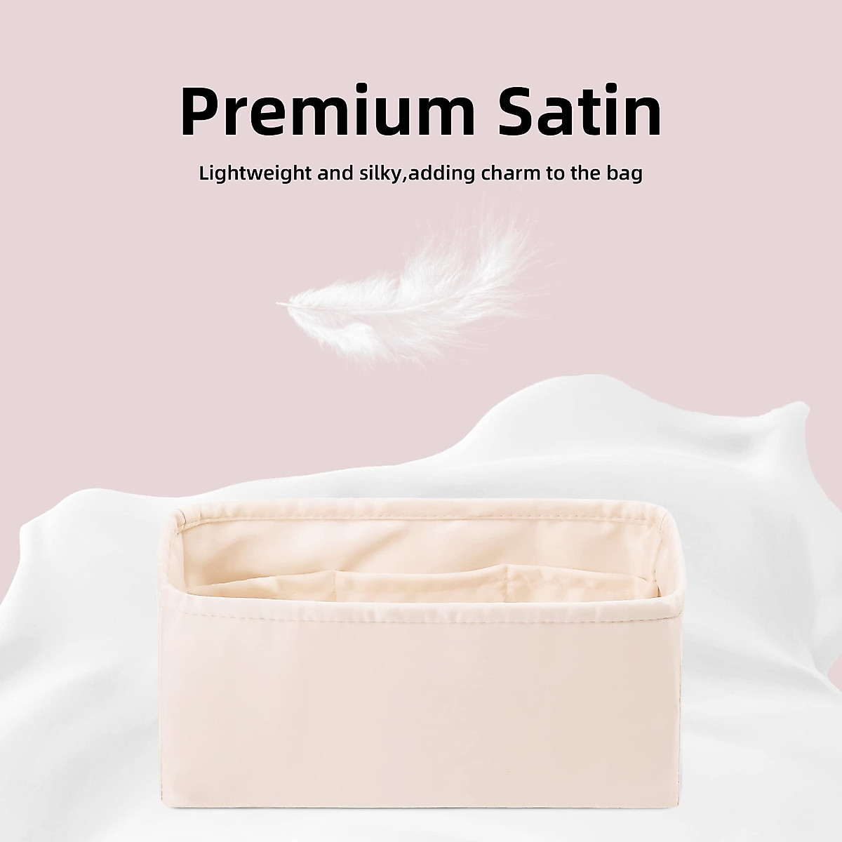 DGAZ Silk Purse Organizer Insert For Lady-Dior Micro/Mini/S/M/L bags，Silky Smooth Bag Organizer，Luxury Handbag & Tote Shaper（Craie，M）