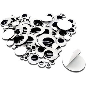 TOAOB 1500pcs Black Plastic Wiggle Googly Eyes Self-Adhesive Round 6mm to 35mm Assorted Sizes Sticker Eyes for DIY Crafts Scrapbooking Decoration