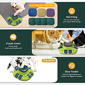 Dog Puzzle, EliaValth 3-in-1 Dog Toy: Puzzle, Slow Feeder Dog Bowls & Dog Nail File Green