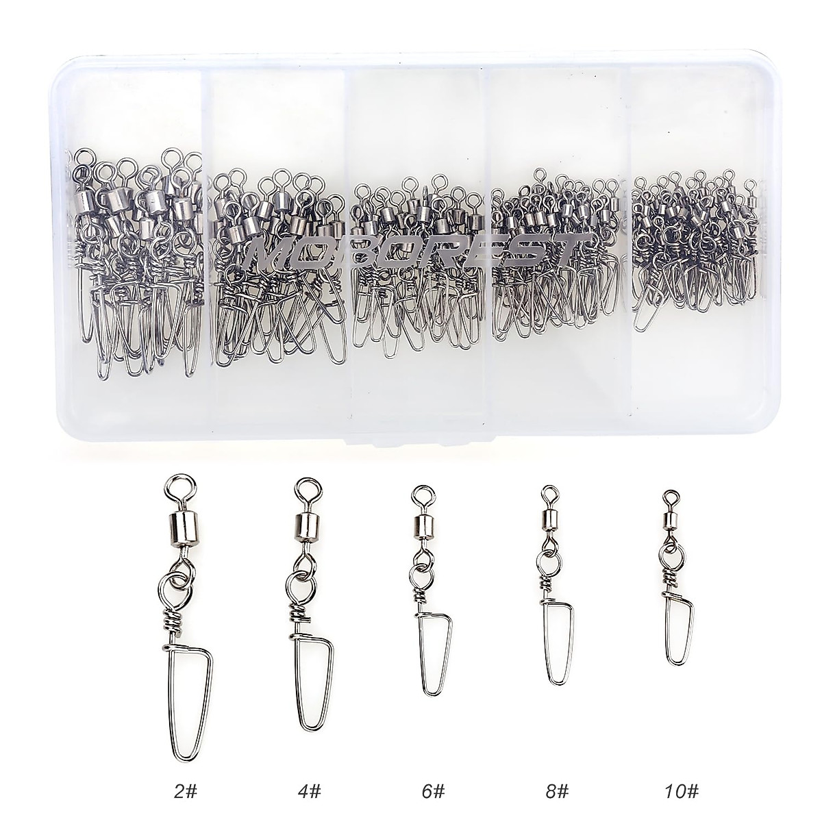 110PCS Stainless Steel Barrel Snap Swivel Fishing Accessories, Premium Fishing Gear Equipment with Ball Bearing Swivels Snaps Connector for Quick Connect Fishing Lures