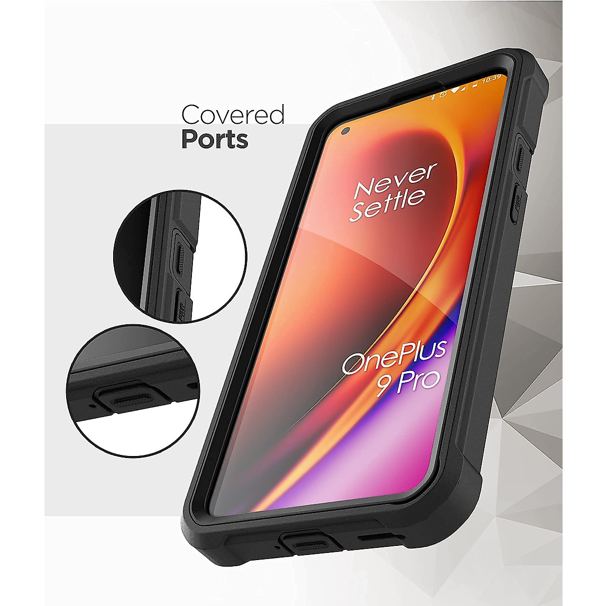 Encased Falcon Armor Designed for OnePlus 9 Case with Built-in Screen Protector and Belt Clip Holster (OnePlus 9 Pro)
