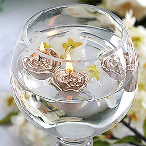 Efavormart Set of 12 Rose Gold Mini Floating Rose Candle Ideal for Aromatherapy Weddings Party Favors Home Decoration Supplies