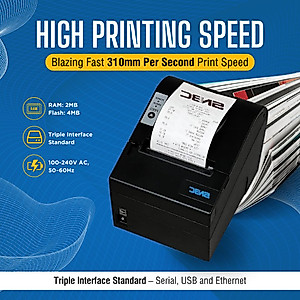 SNBC 132041-NPV Model BTP-R880NPV Thermal Receipt Printer; Blazing Fast 310mm/Second Print Speed; Adjustable Paper Near-End Sensor; Includes Standard USB, Serial and Ethernet Interfaces
