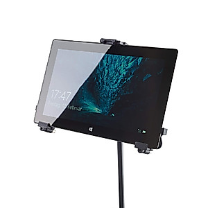 K&M - Konig & Meyer 19790.516.55 - Universal Tablet iPad Holder for Mic Stand - Switch Landscape to Portrait - Professional Grade for all Musicians - Studio or Remote Home Use - German Made - Black