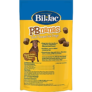 Bil-Jac Dog Treats - PBnanas Soft Puppy Training Treat Rewards, 4oz Resealable Double Zipper Pouch (2-Pack)
