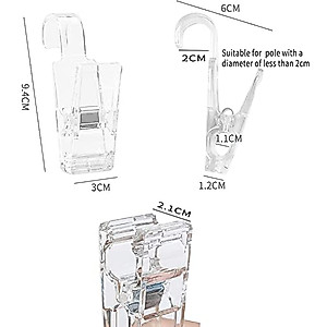 YEBIAO Laundry Hooks with Clips,Acrylic Clothes Pins,Acrylic Hooks with Clips，Bathroom Organizer Hook Multi-Purpose Clips
