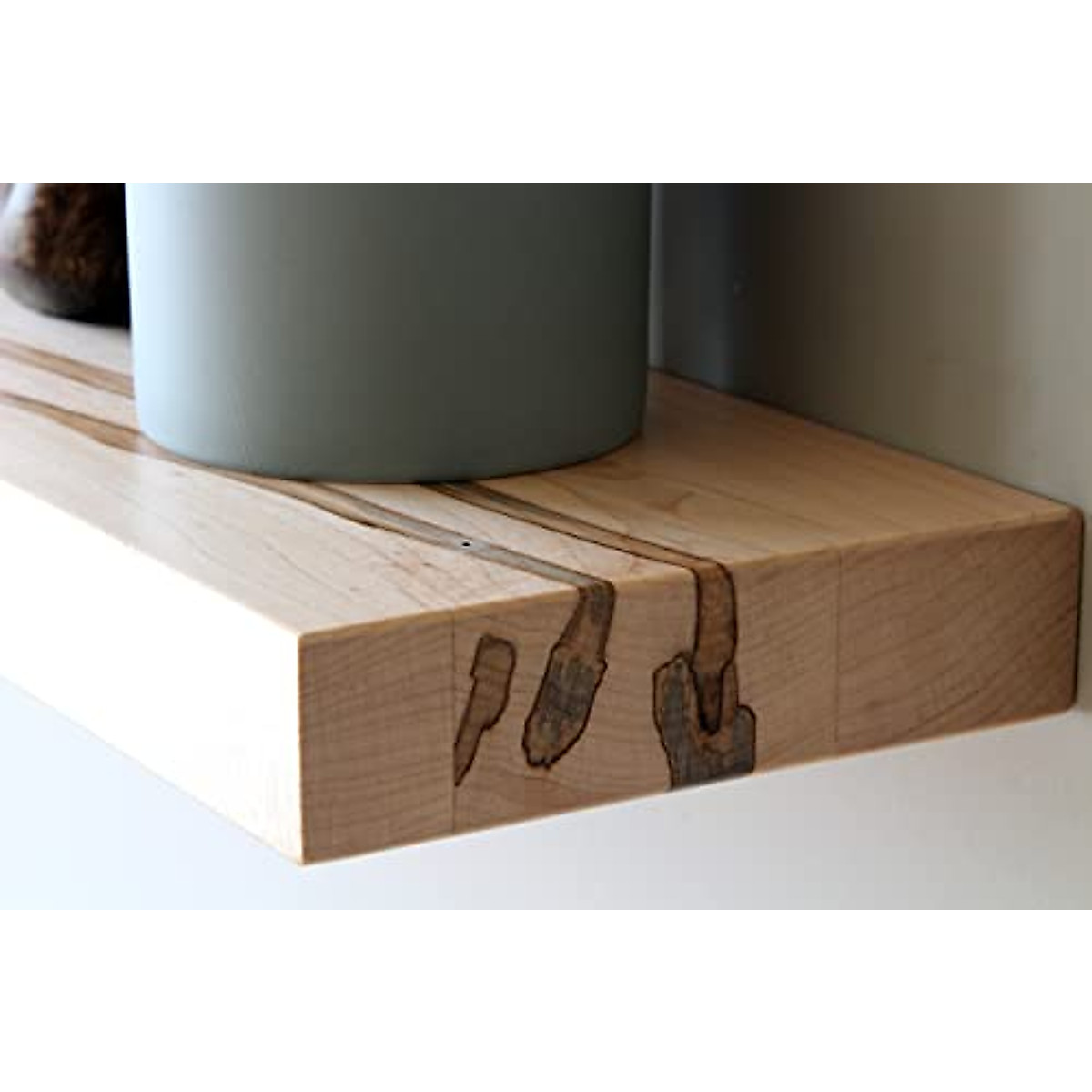 Urban Legacy Modern Hardwood Floating Accent Shelves | Set of 2 | Wormy Maple | Furniture Grade Clear Coat | Amish Handcrafted, Lancaster, PA (48" x 7" x 2")