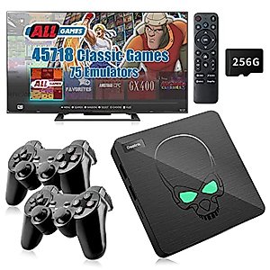 Retro Game Console Built-in 45718 Classic Games, Video Game Console Plug and Play for TV, EmuELEC 4.6 Game System and Android TV 9, 75 Emulator Console, S922X Chip