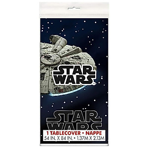 Multicolor Plastic Star Wars Classic Rectangular Table Cover (54" x 84") 1 Count - Iconic & Eco-Friendly Material, Perfect for Every Galactic Gathering